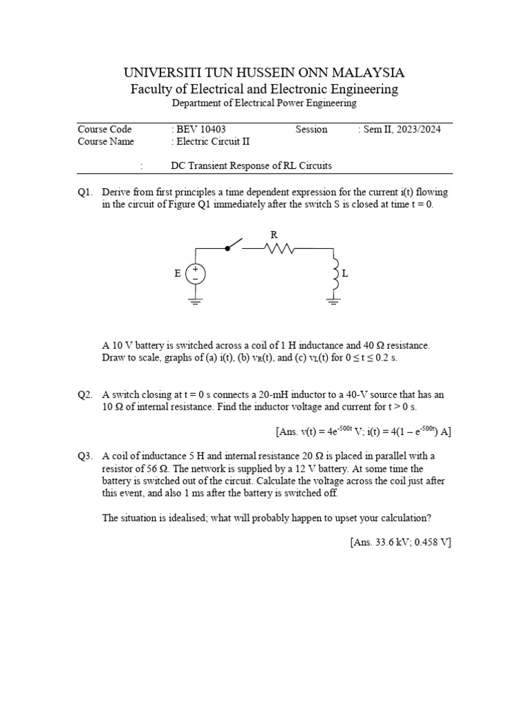Chapter 2 - Tutorial RL Circuit | PDF