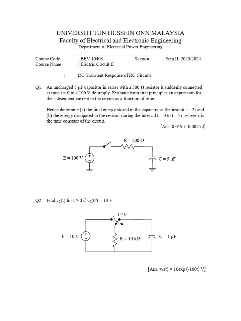 Chapter 2 - Tutorial RC Circuit | PDF | Electrical Network | Electric Power