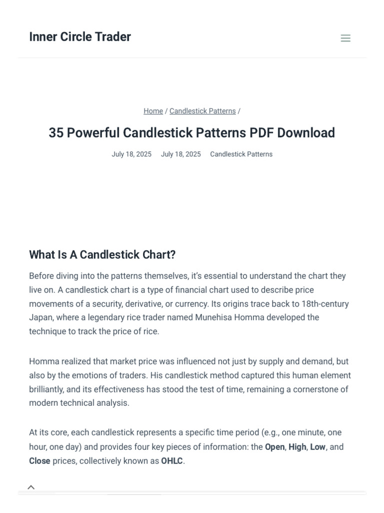 35 Powerful Candlestick Patterns PDF Download Inner Circle Trader | PDF | Market Trend ...