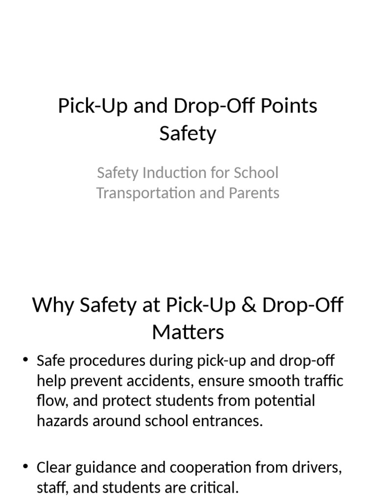 Pickup Dropoff Safety Induction | PDF