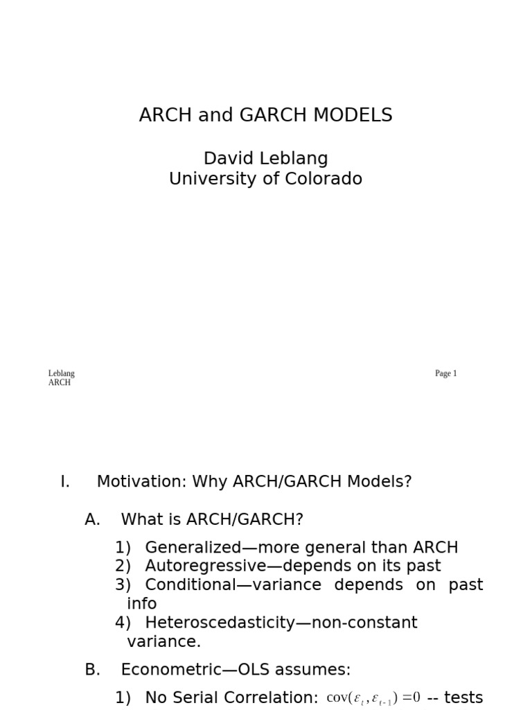 Arch and Garch Models | PDF | Errors And Residuals | Estimation Theory