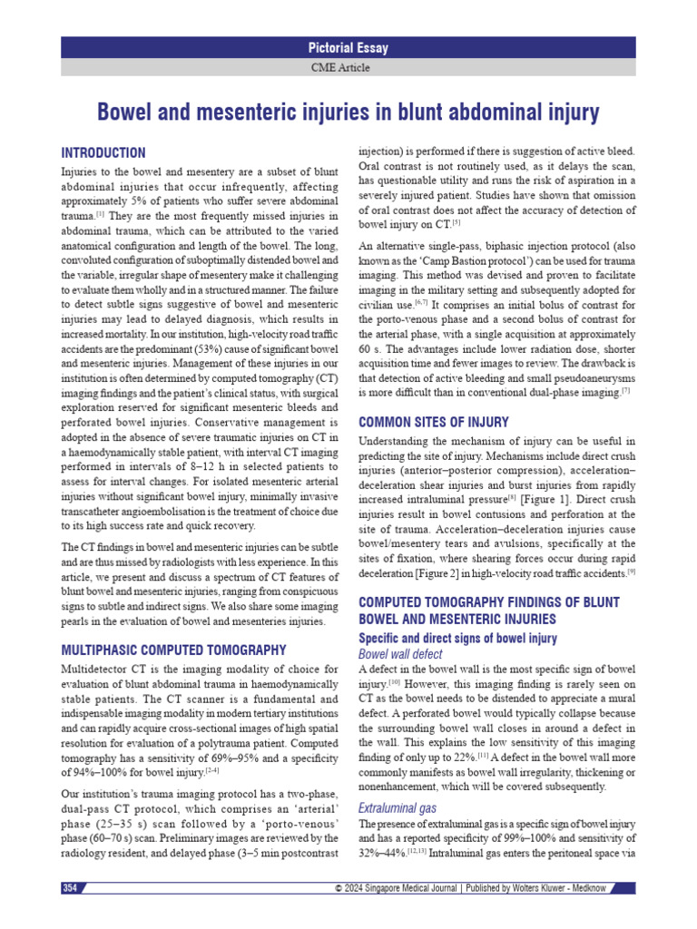 Bowel and Mesenteric Injuries in Blunt Abdominal.6 | PDF | Ct Scan ...