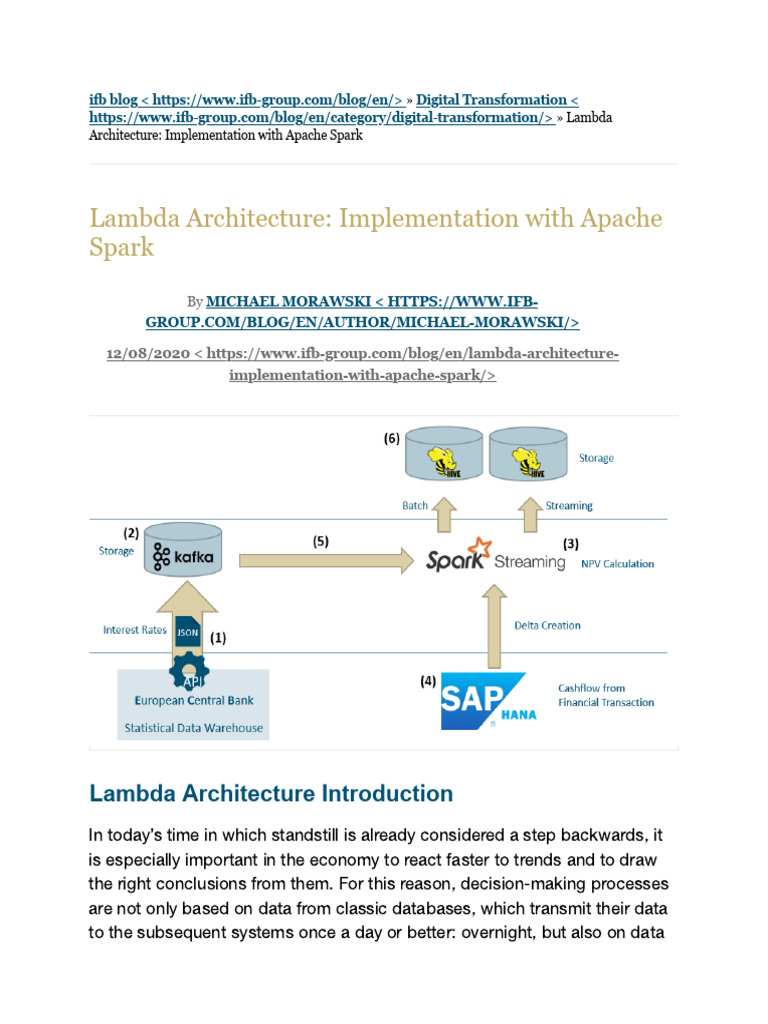 Lambda Architecture - Implementation With Apache Spark - Ifb Blog | PDF | Apache Spark ...