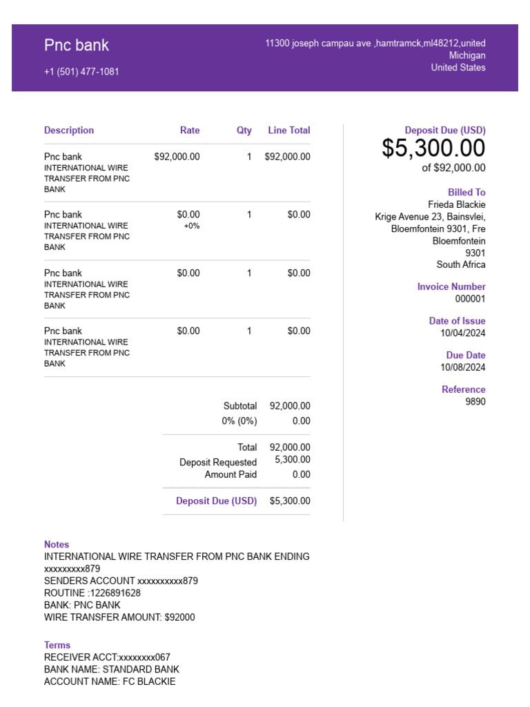 PNC Bank International Wire Transfer Details | PDF | Banking