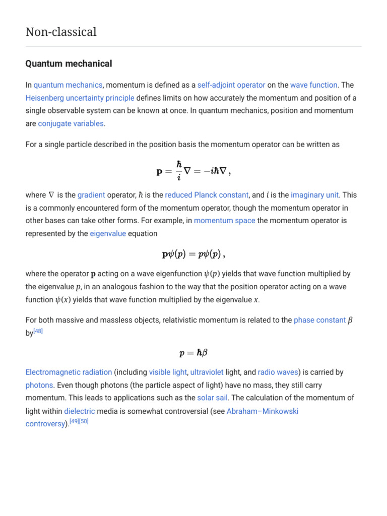 Quantum Mechanical Momentum | PDF