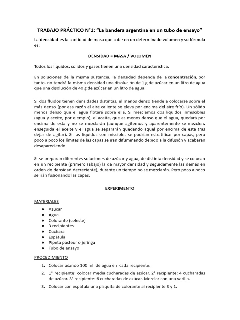 Trabajo Pr-Ctico N 1 Lab de CN | PDF | Densidad | Agua