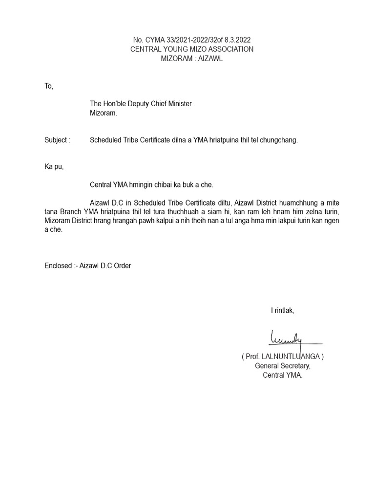 Tribal Certificate Chungchang | PDF