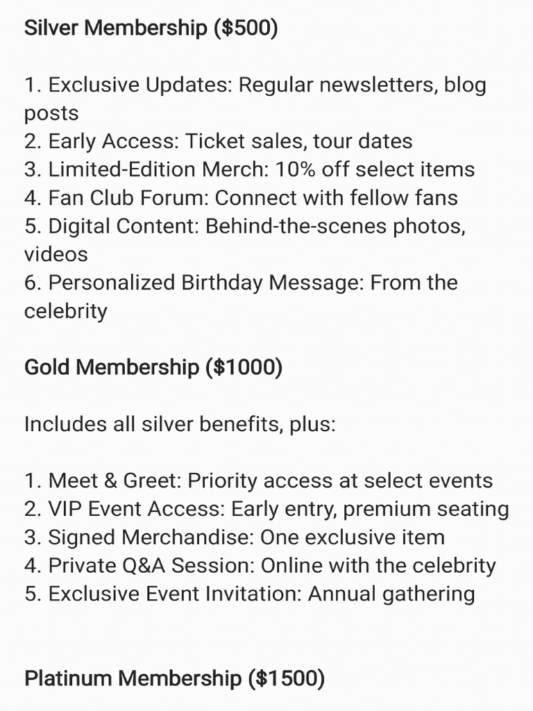 Celebrity Fan Card Membership Billing FMT (PSNT) | PDF
