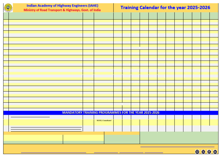 IAHE Training Calendar 2025-2026 | PDF | Civil Engineering