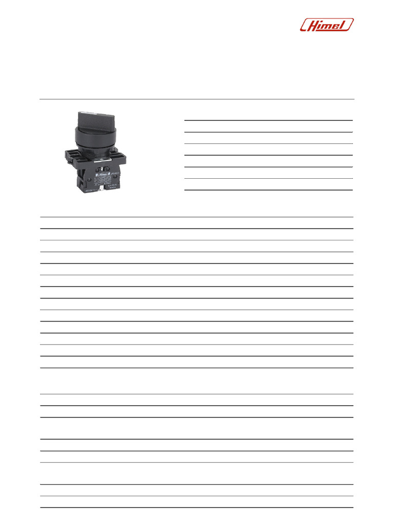 HLAY5ED25 Selector Switch Data Sheet | PDF | Switch | Equipment