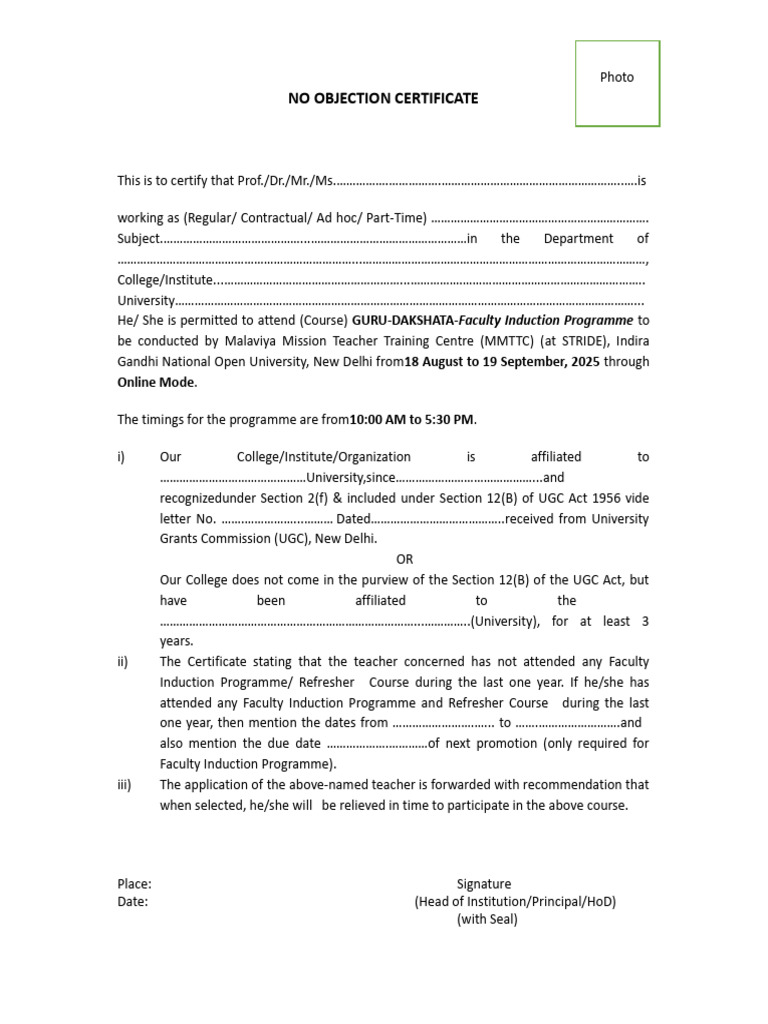 MMTTP Nomination Letter Format | PDF