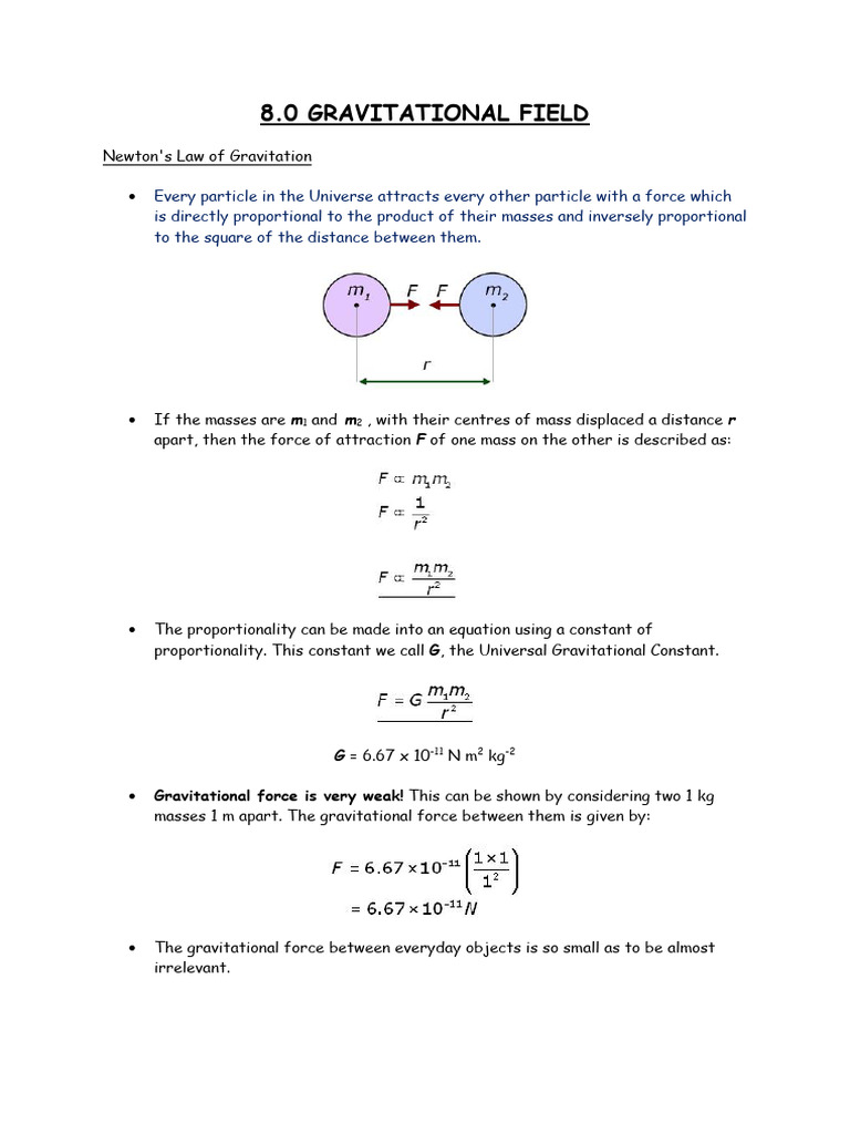 Understanding Gravitational Fields and Forces | PDF | Mass | Force