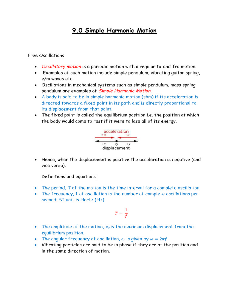 Simple Harmonic Motion | PDF | Oscillation | Resonance
