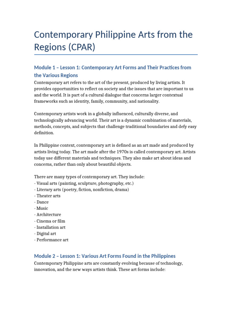 CPAR Lessons Compiled | PDF | Contemporary Art | Performance Art