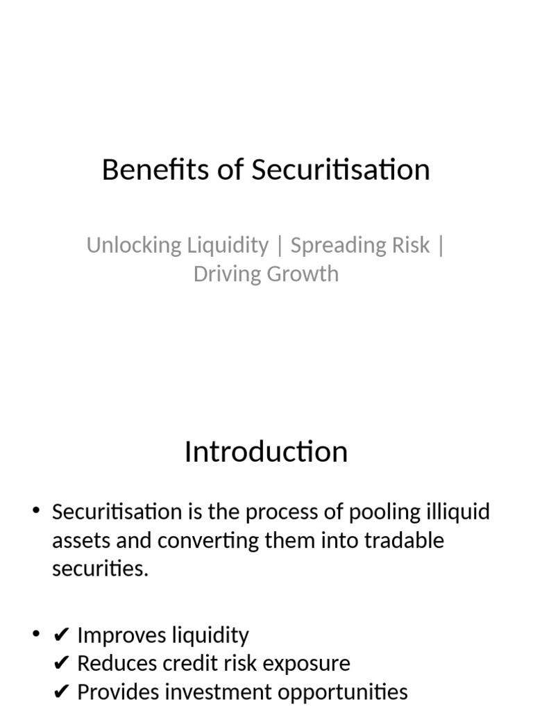 Benefits of Securitisation Explained | PDF