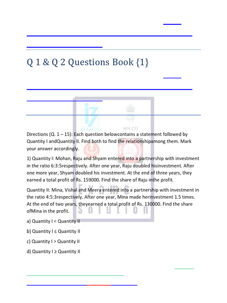Quantity Based Questions Book (1) | PDF | Area | Interest