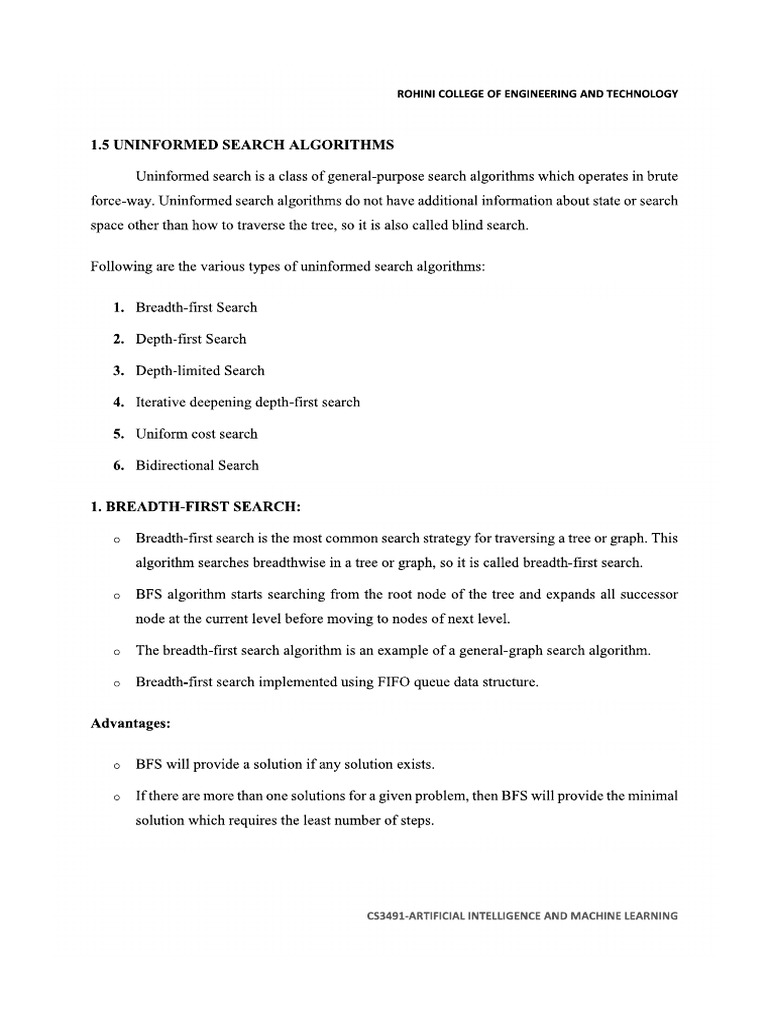 Uninformed Search Algorithms | PDF