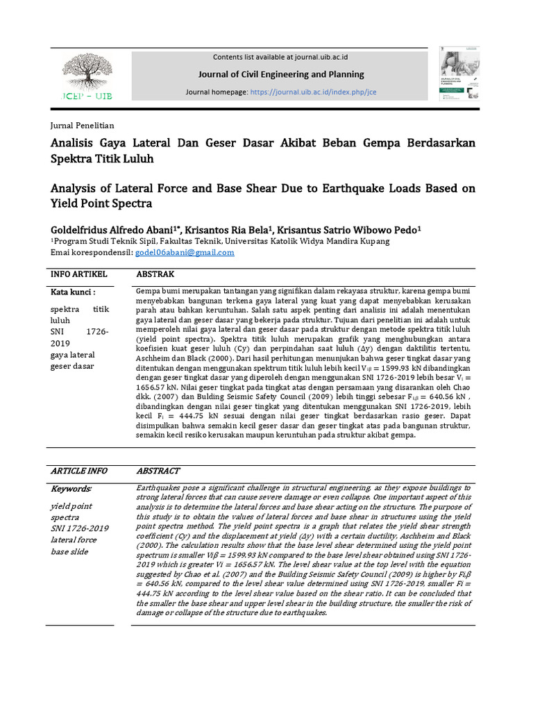 Analisis Gaya Lateral Gempa dengan Spektra | PDF