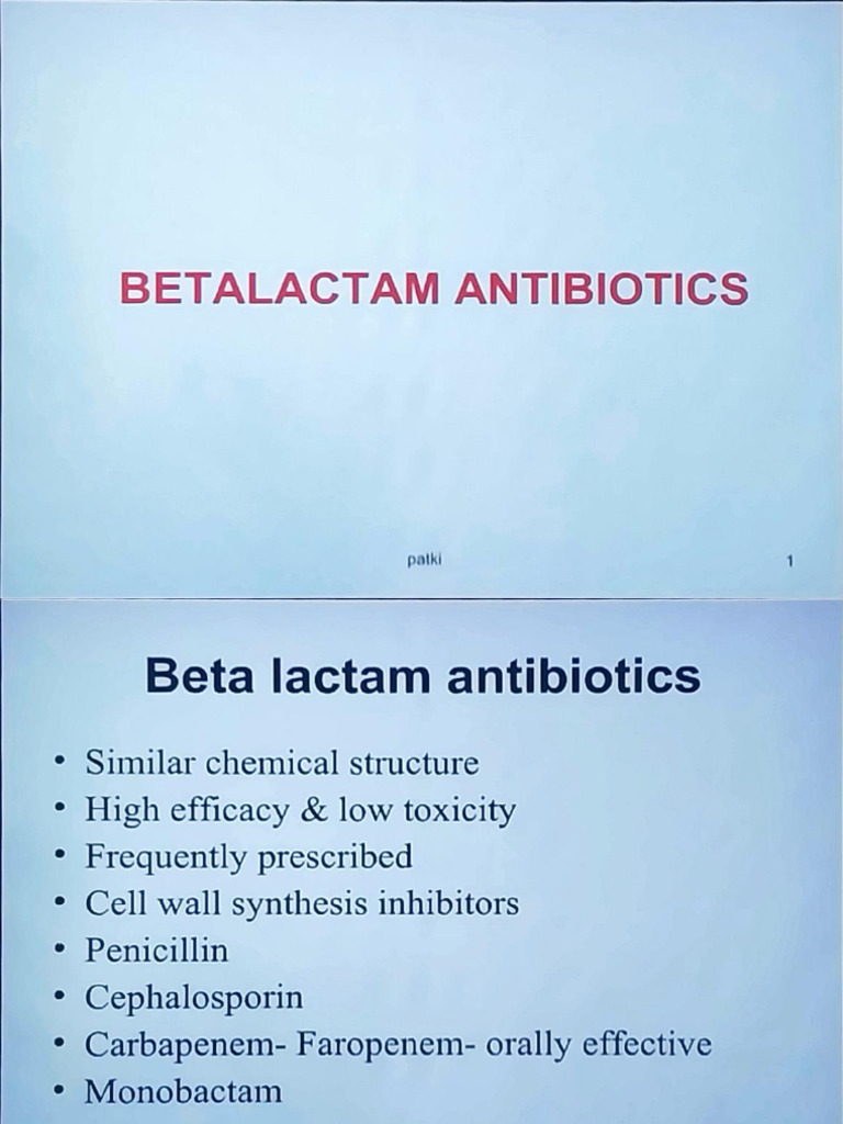 Beta Lactam Antibiotics | PDF