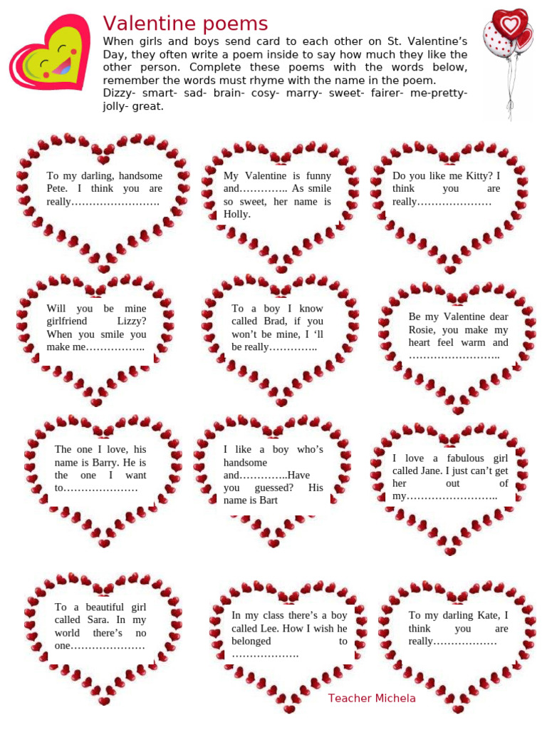 Rhyming Valentine Poems for Kids | PDF