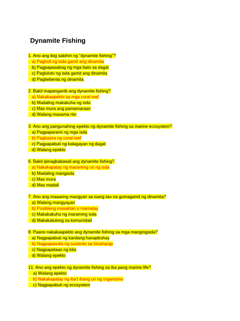 Quiz Dynamite Fishing | PDF