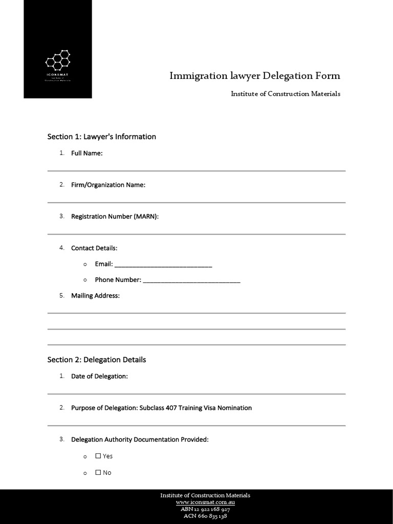 Immigration Lawyer Delegation Form | PDF