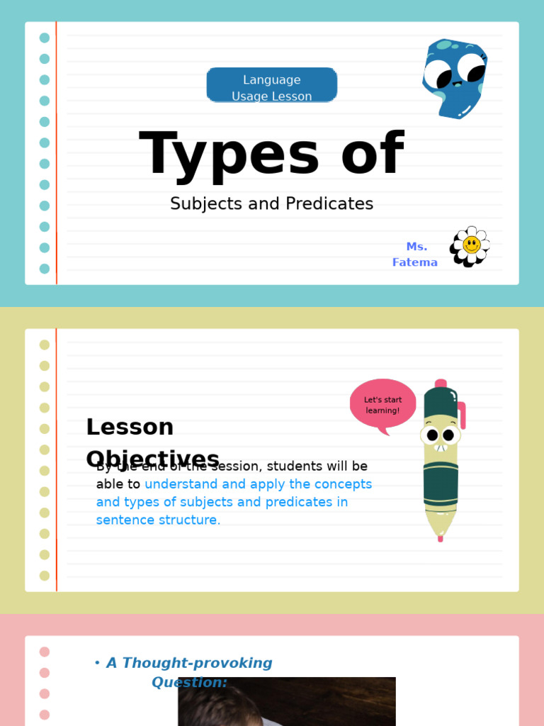 Presenting Subjects and Predicates' Types | PDF