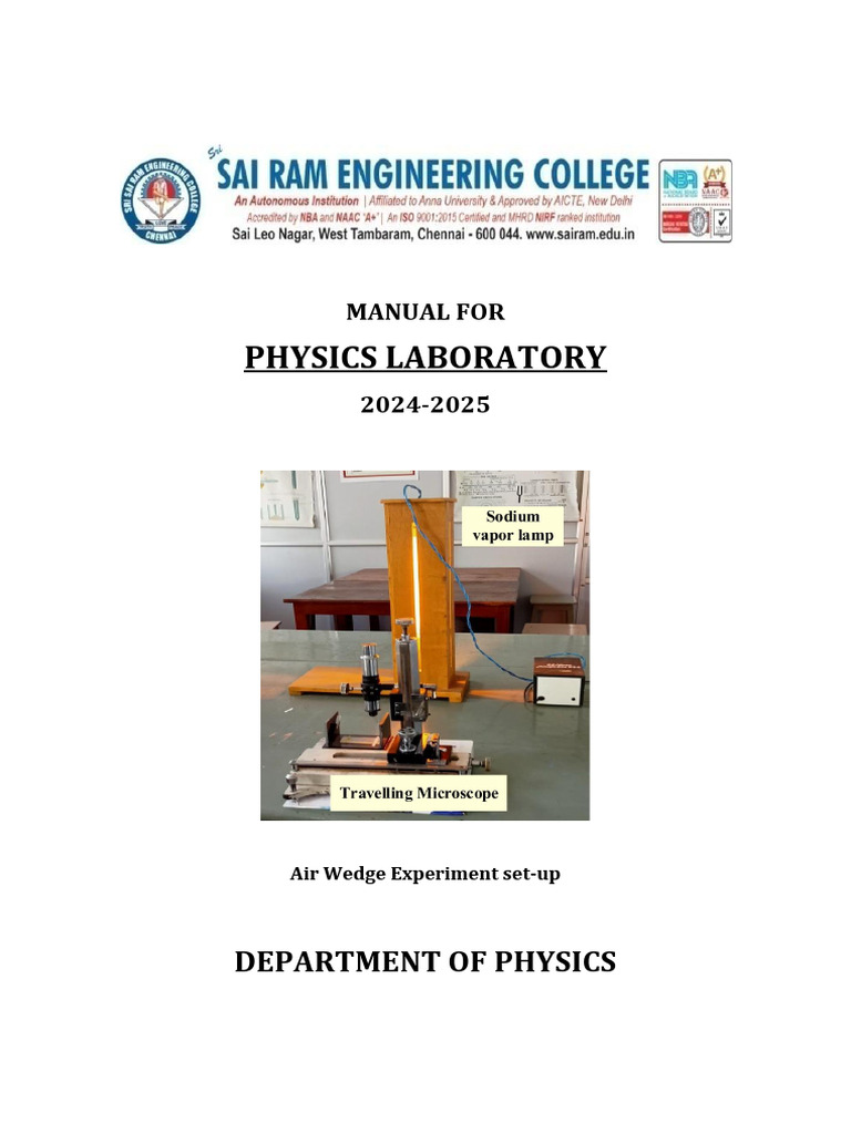 Physics Lab Manual 2024-25 | PDF | Diffraction | International System ...