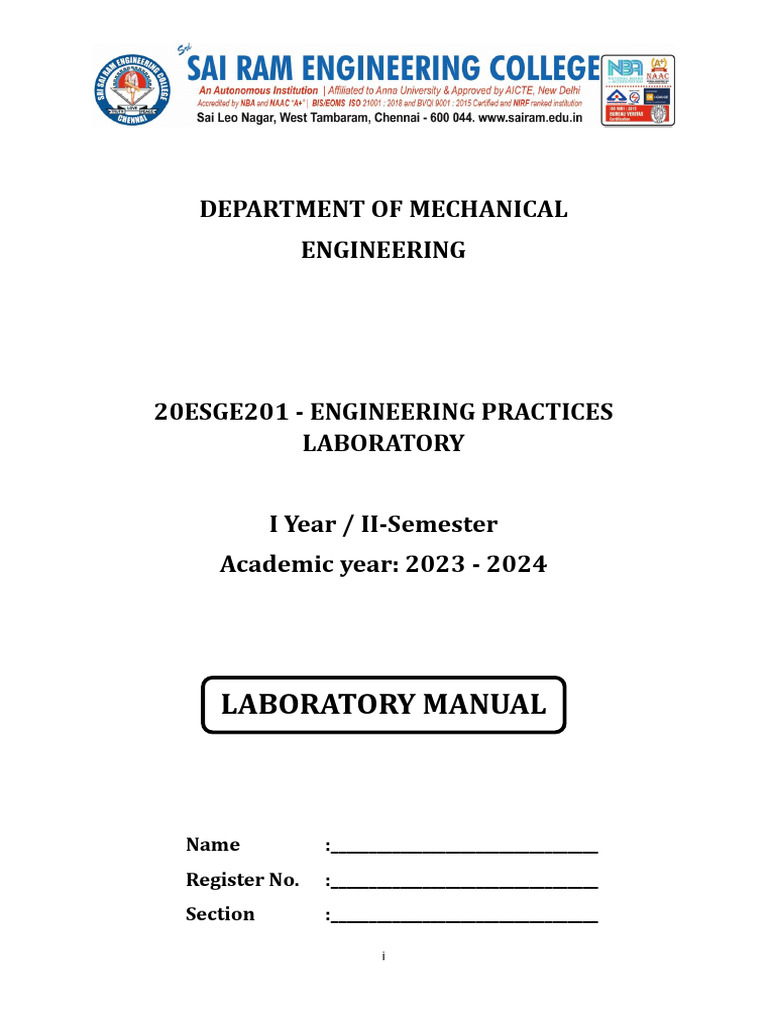 Engineering Practices Laboratory Manual | PDF | Welding | Construction
