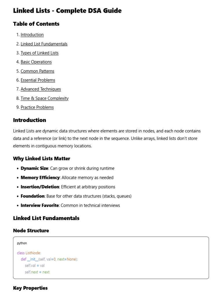 Linked Lists - Complete DSA Guide | PDF | Computer Programming | Algorithms And Data Structures