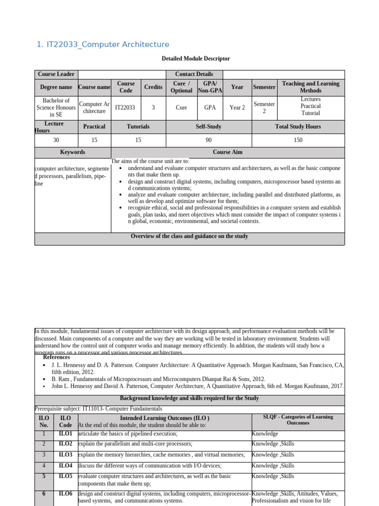 ICT2203 Computer Architecture | PDF | Parallel Computing | Central ...