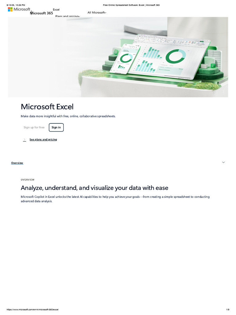 Free Online Spreadsheet Software_ Excel _ Microsoft 365 | PDF ...