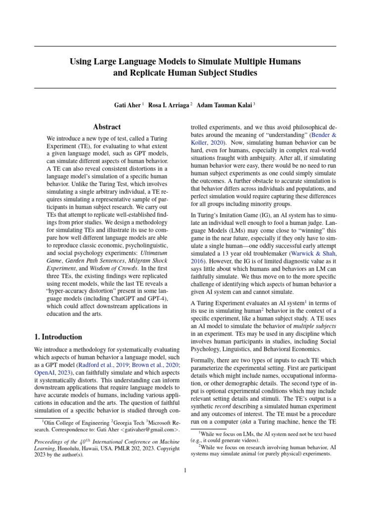 Using Large Language Models To Simulate Multiple Humans and Replicate ...