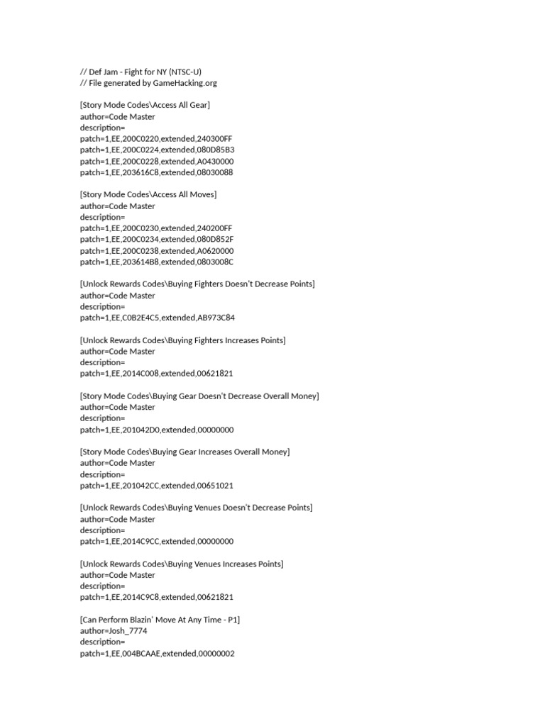 Def Jam: Fight for NY Cheat Codes | PDF | Video Game Franchises ...