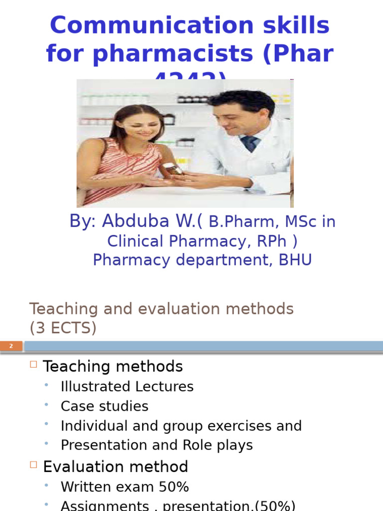 Communication Skills For Pharmacists (Phar 452) - Copy-2 | PDF | Communication | Interpersonal ...
