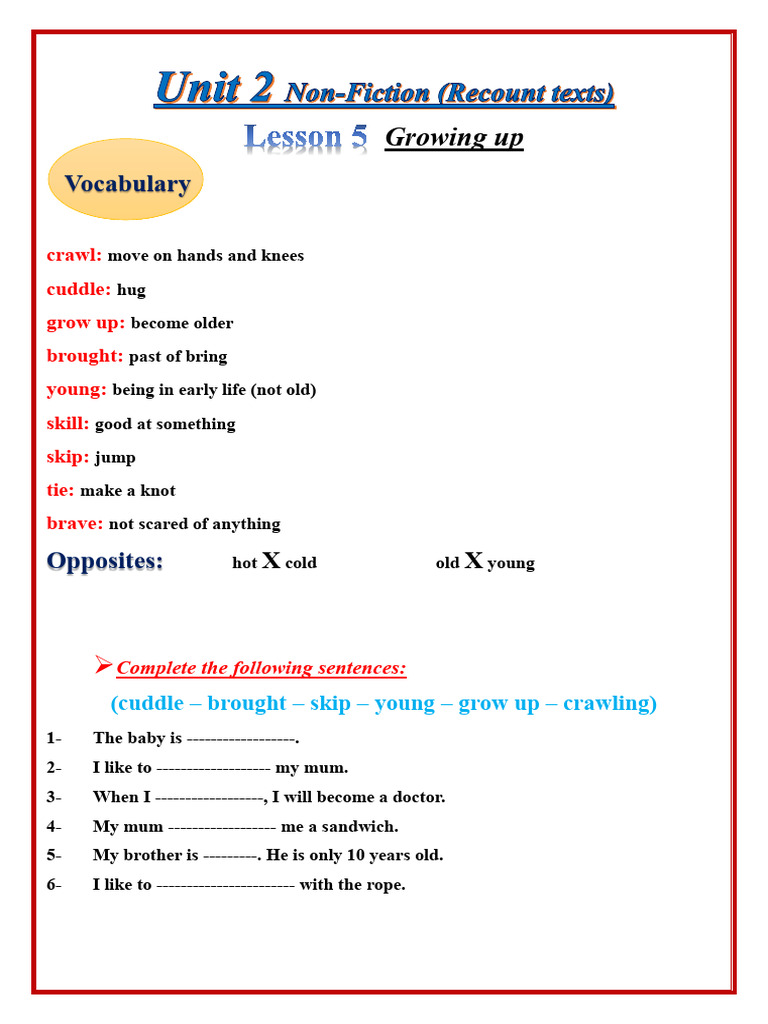 Year 1 Unit 2 Lesson 5 | PDF