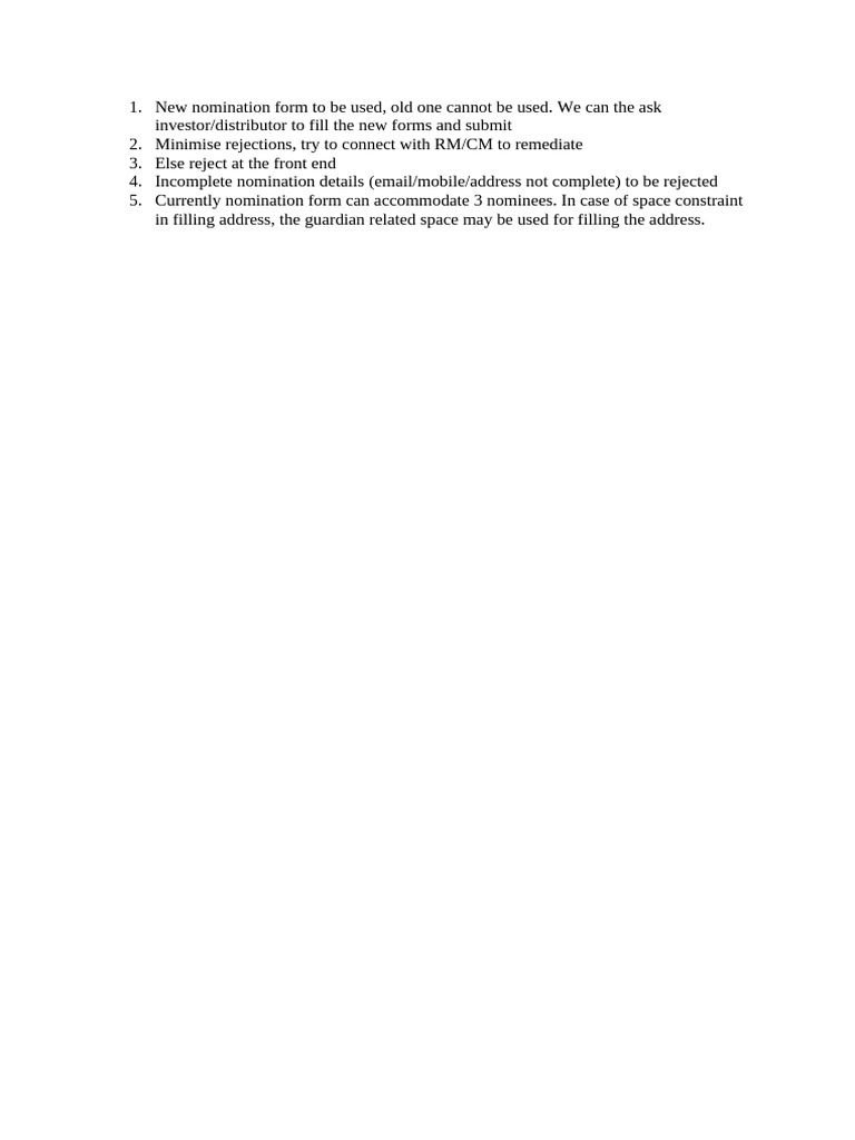 New Nomination Form To Be Used | PDF