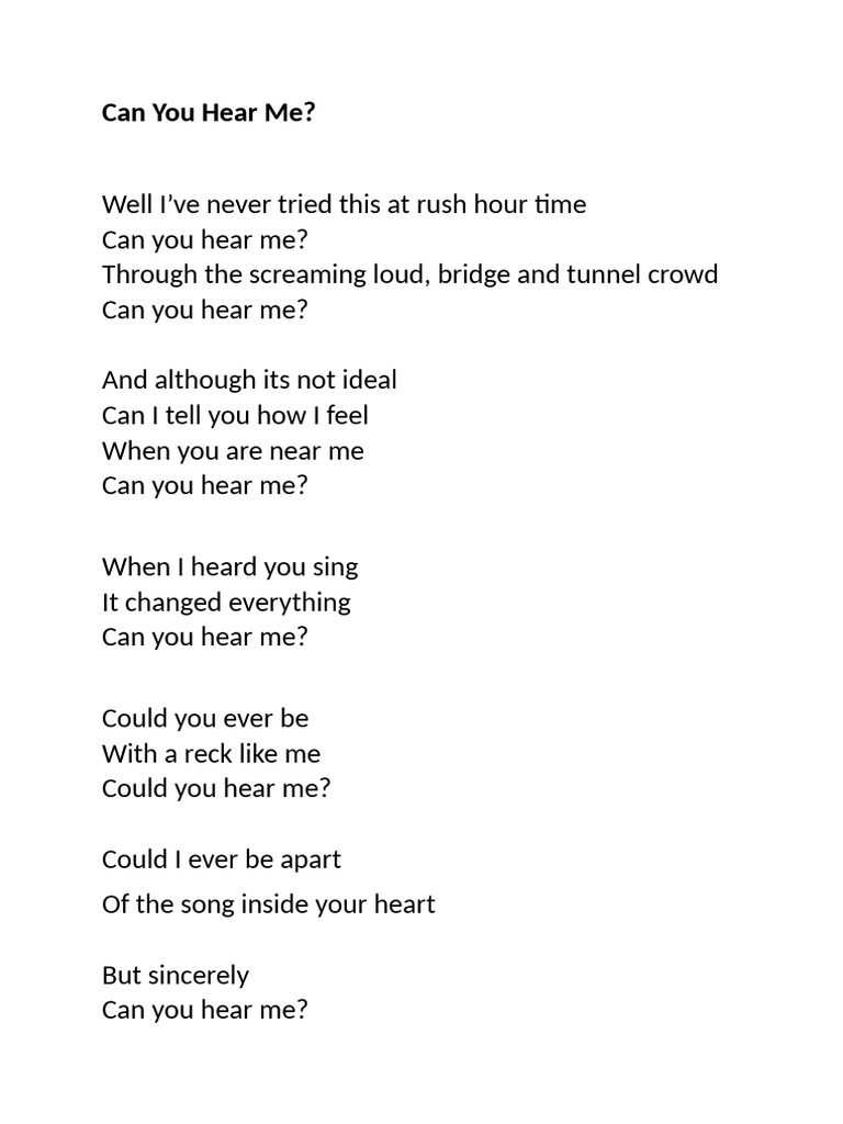 "Can You Hear Me? Lyrics Analysis" | PDF