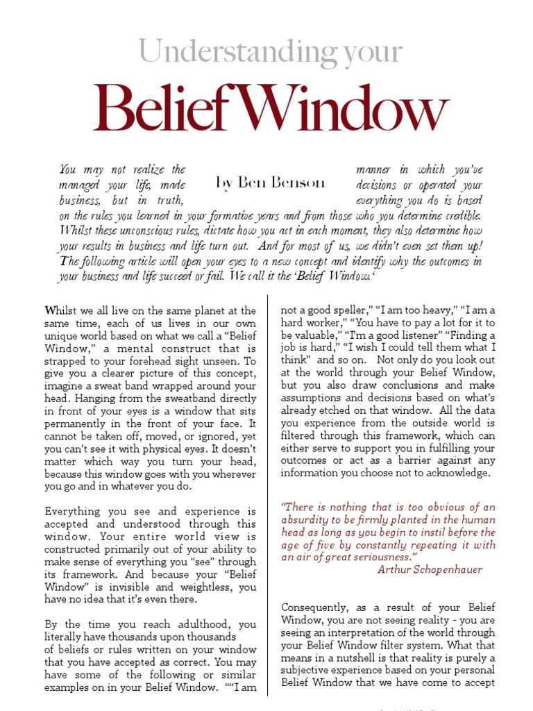 Belief Window: Understanding your