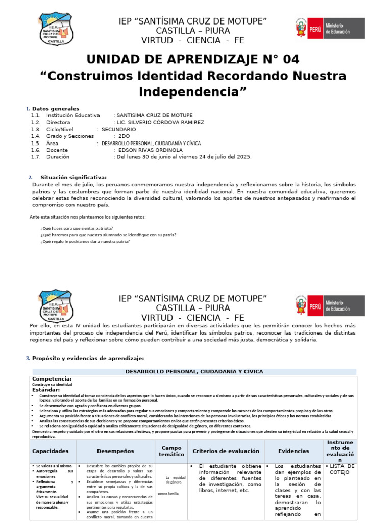 UNIDAD_2DO DPCC_2025 | PDF | Moralidad | Las emociones