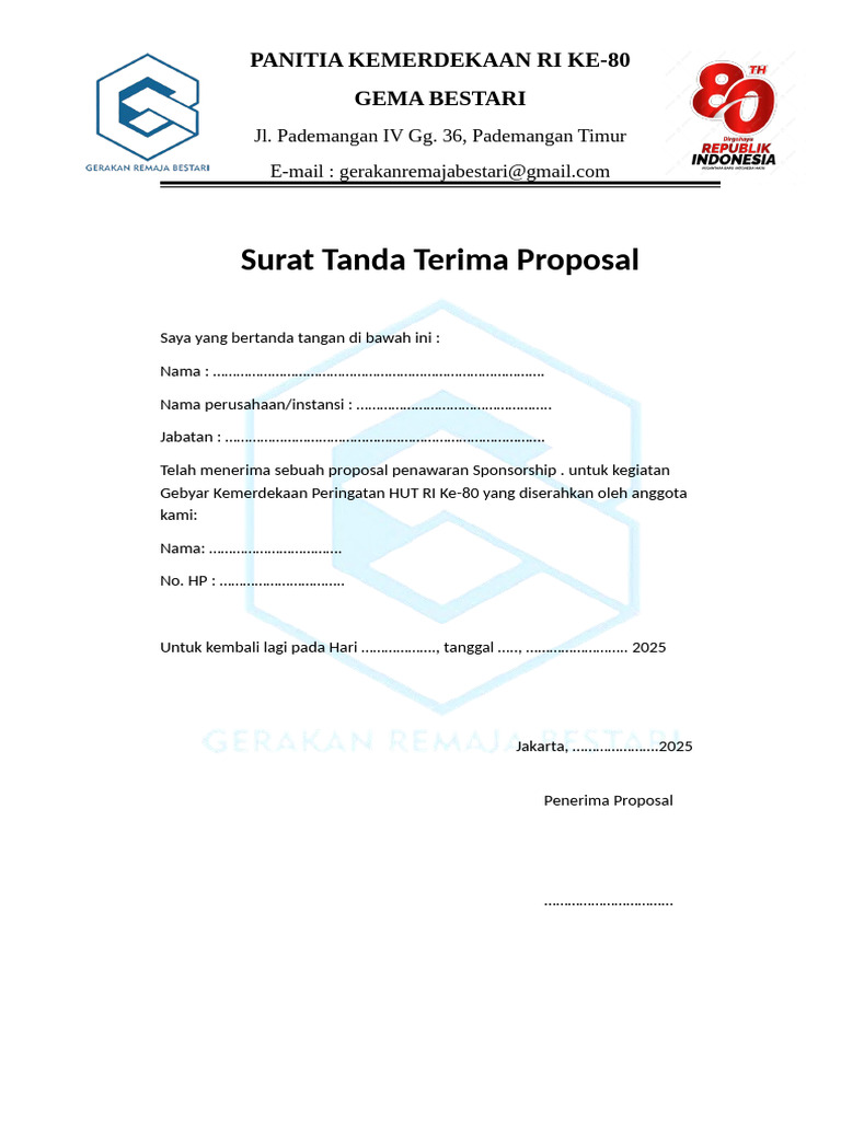Surat Tanda Terima Proposal | PDF
