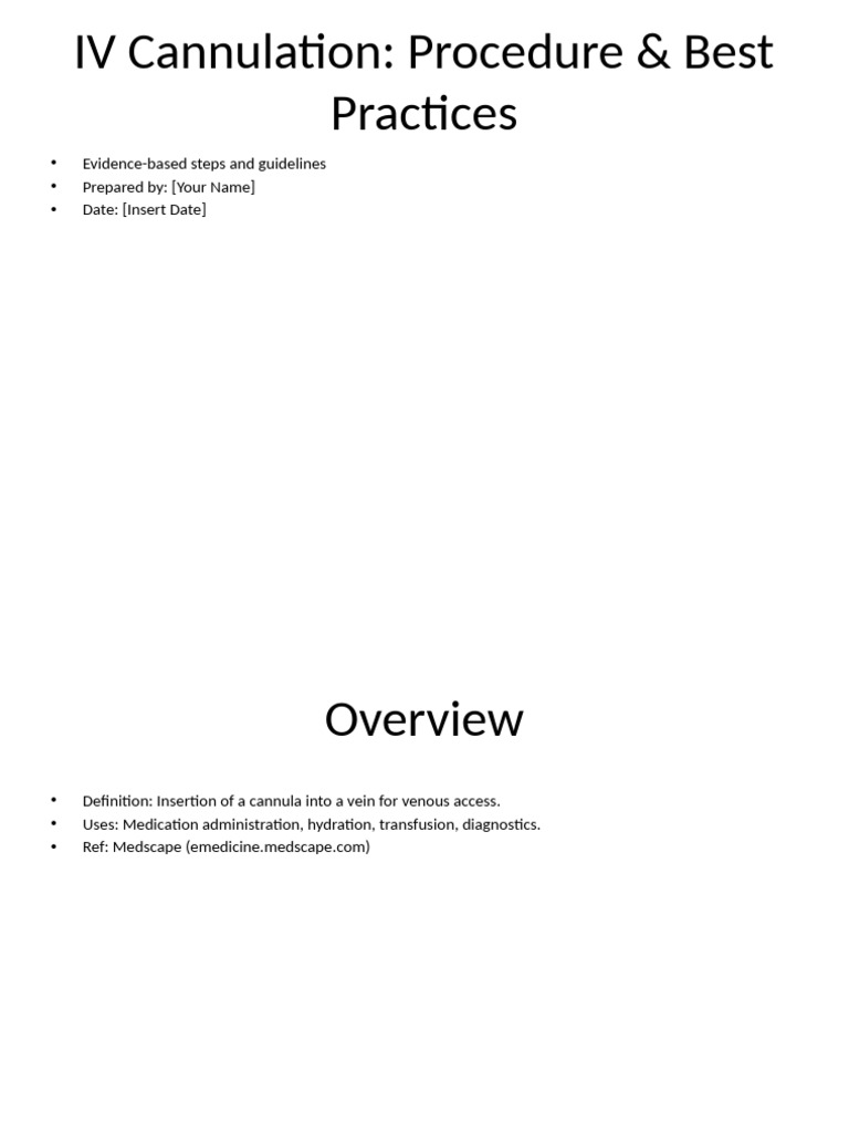 IV Cannulation Procedure Overview | PDF