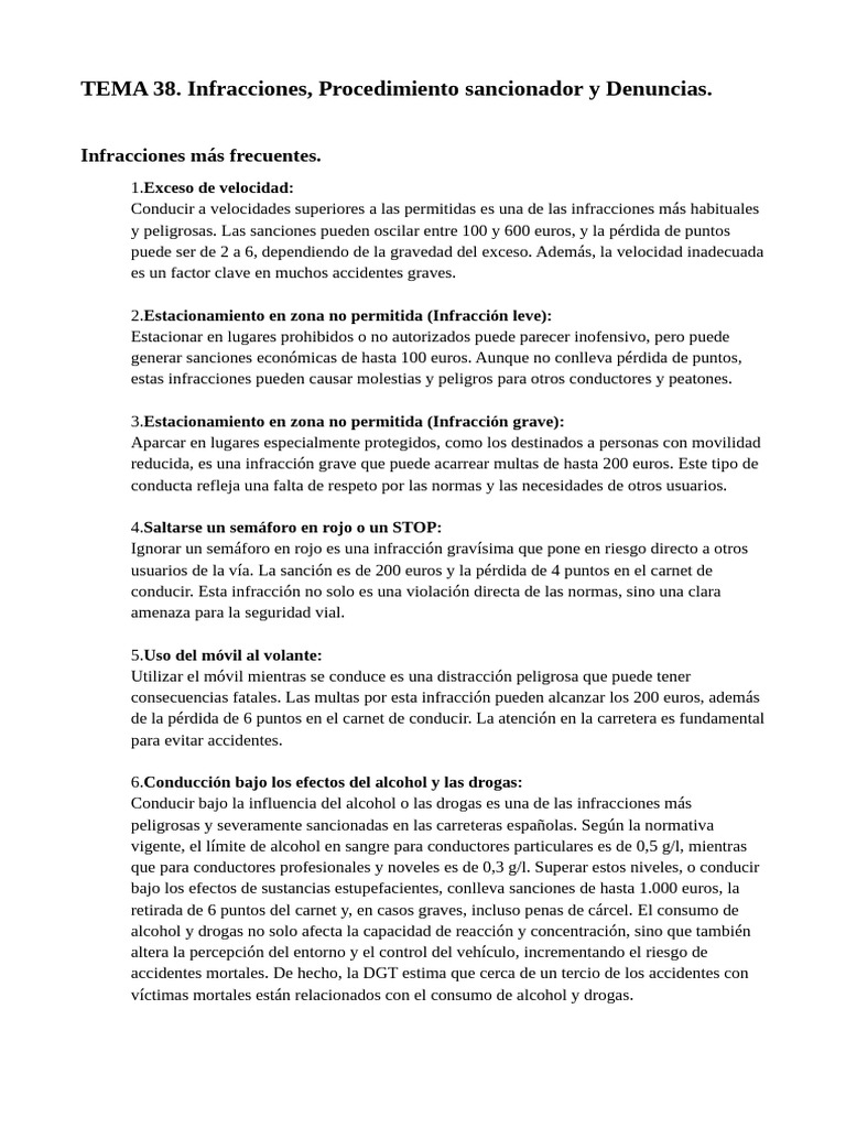 TEMA 38. Infracciones, Proc. sancionador y Denuncias. | PDF | Estatuto de limitaciones | Multa ...