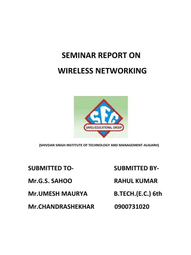 Seminar Report On Wireless Networking | PDF | Wireless | Wireless ...