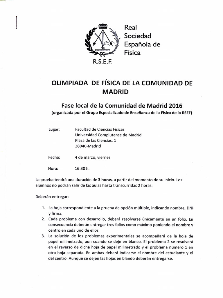 2016 Oef Local Madrid Exam | PDF