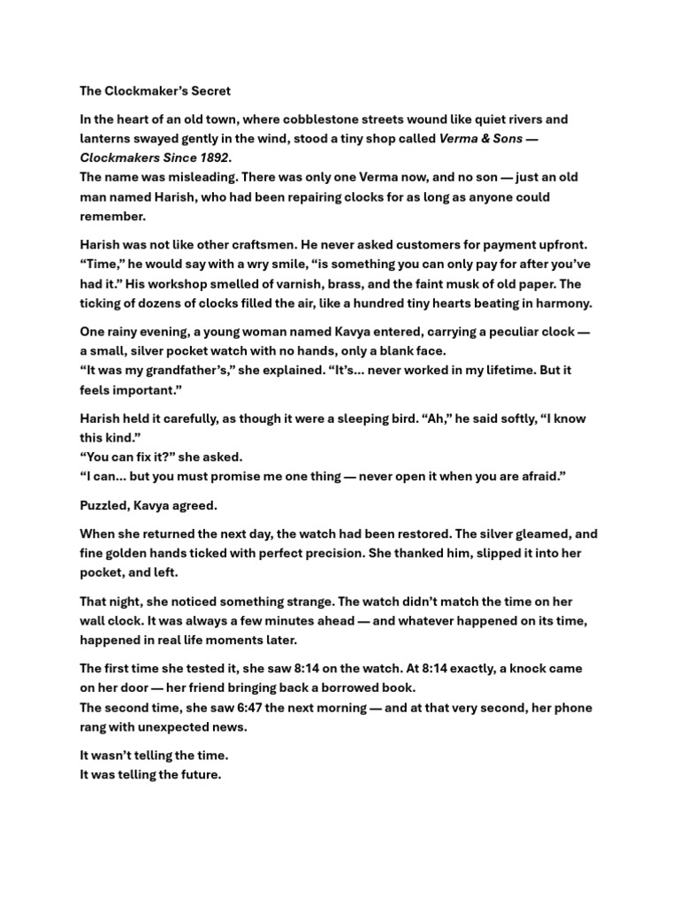 The Clockmaker's Mysterious Watch | PDF