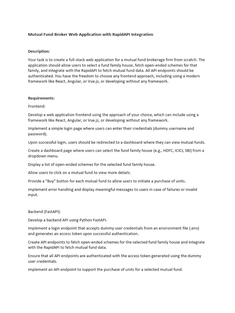 Mutual Fund App with RapidAPI Integration | PDF | User (Computing) | Login