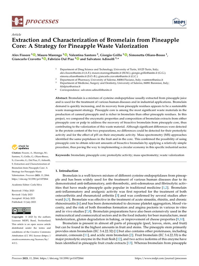 Bromelain Extraction from Pineapple Core | PDF | Enzyme Assay | Pineapple