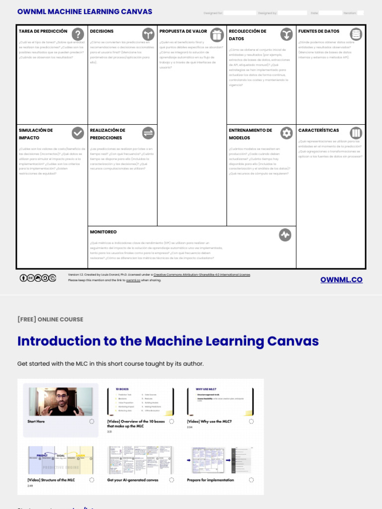 5.2.2 Machine Learning Canvas (v1.2) - Es | PDF | Aprendizaje ...