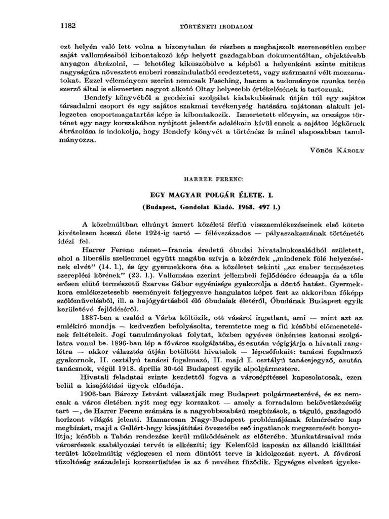 1972 PRITZ PÁL Harrer Ferenc Egy Magyar Polgár Élete | PDF